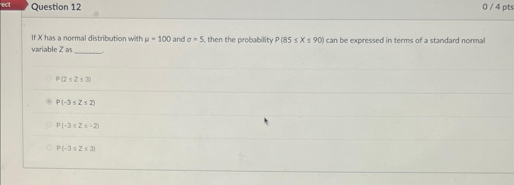 Solved Question 12\\n(0)/(4) pts\\nIf x has a normal | Chegg.com Solved Question 12\\n(0)/(4) pts\\nIf x has a normal | Chegg.com