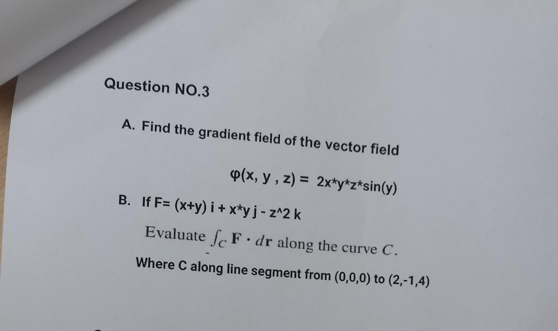 Solved A. Find the gradient field of the vector field | Chegg.com