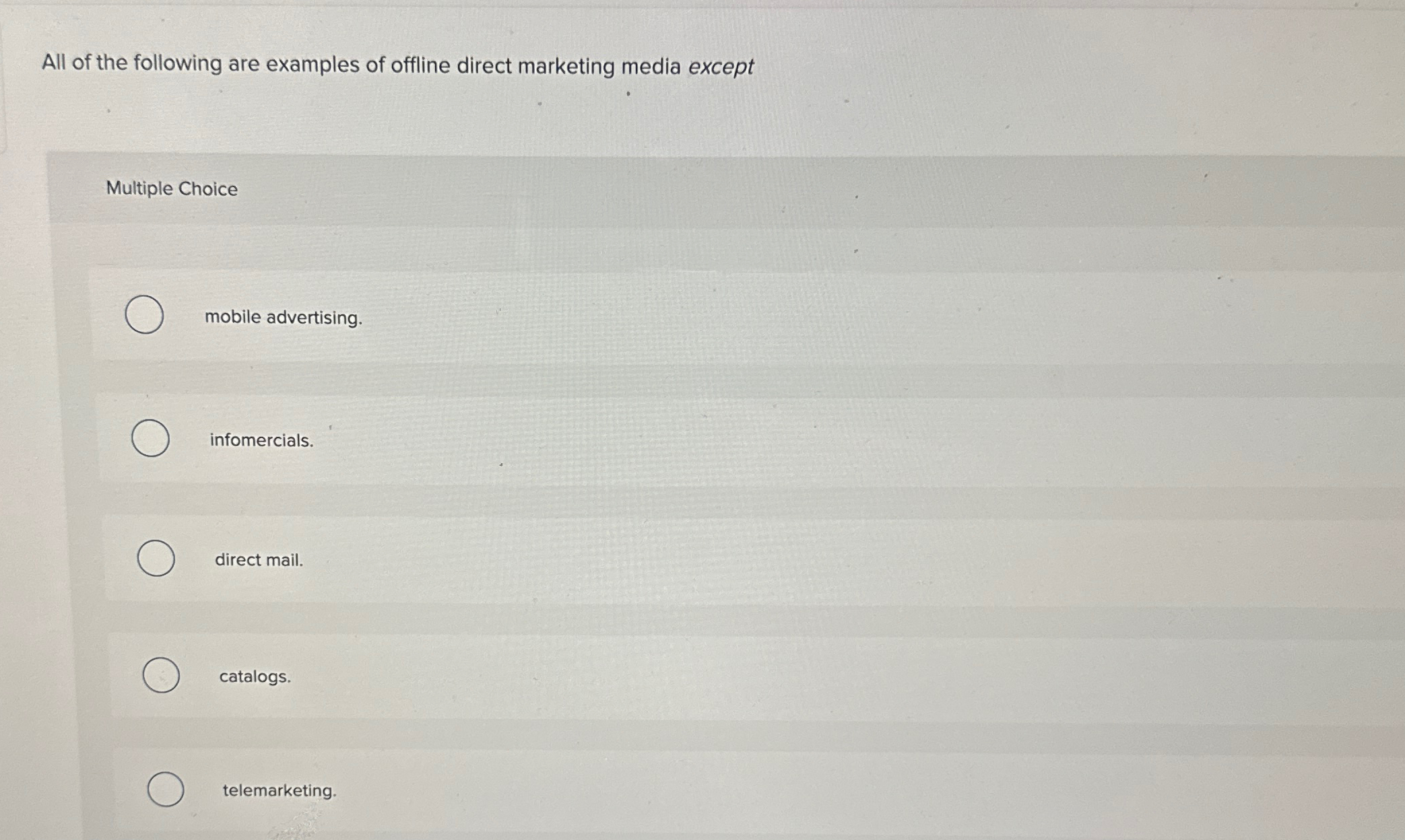 Solved All of the following are examples of offline direct | Chegg.com
