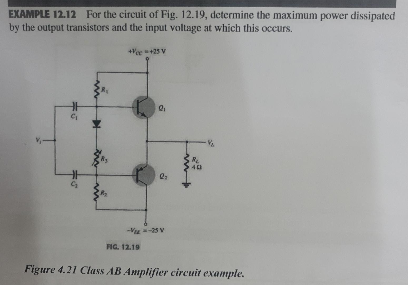 Solved EXAMPLE 12.12 For the circuit of Fig. 12.19, | Chegg.com