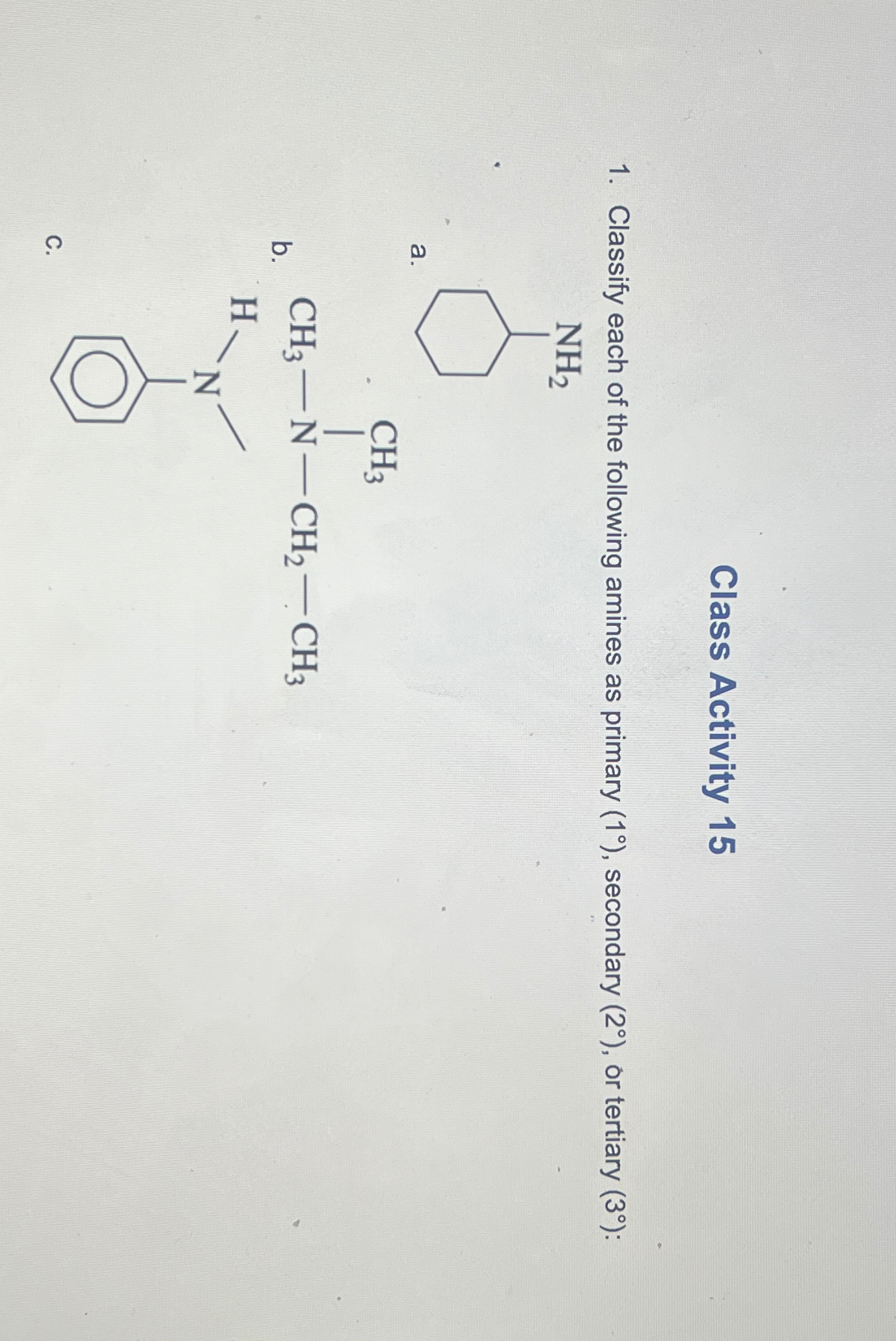 Solved Class Activity 15Classify each of the following | Chegg.com