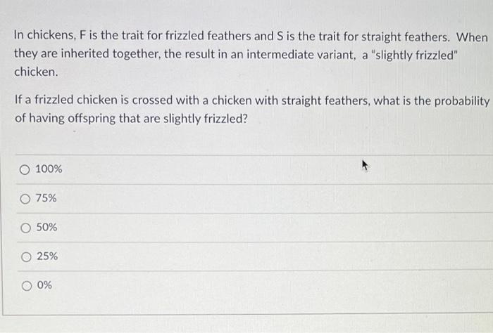 Solved In chickens, F is the trait for frizzled feathers and | Chegg.com