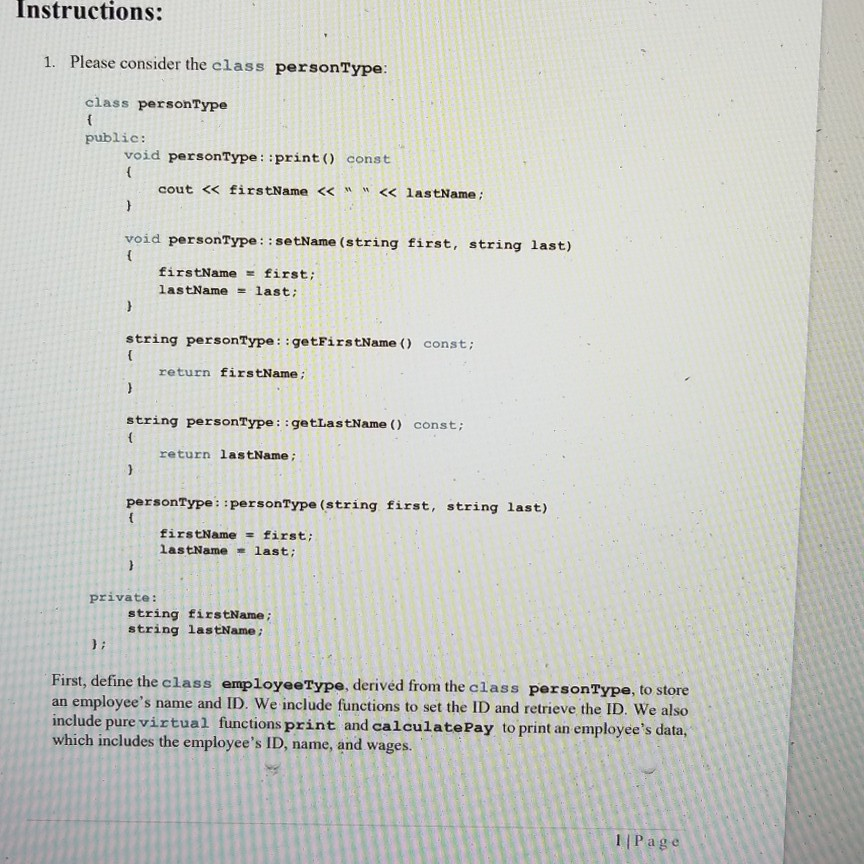 Solved Instructions: 1. Please consider the class | Chegg.com