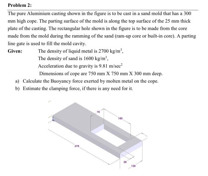 Solved The pure Aluminium casting shown in the figure is to | Chegg.com