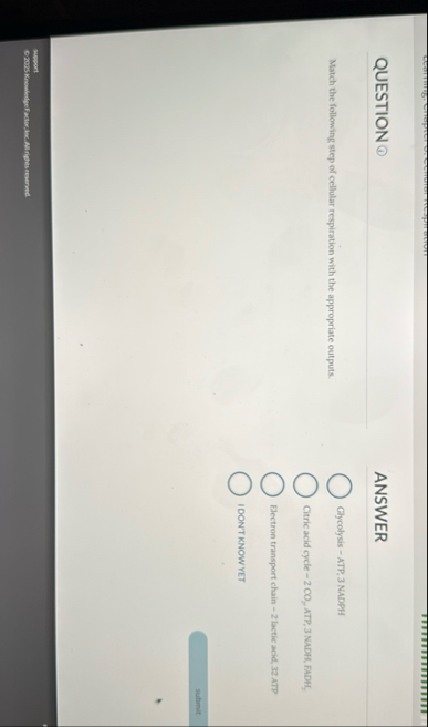 Solved QUESTIONMatch the following step of cellular | Chegg.com