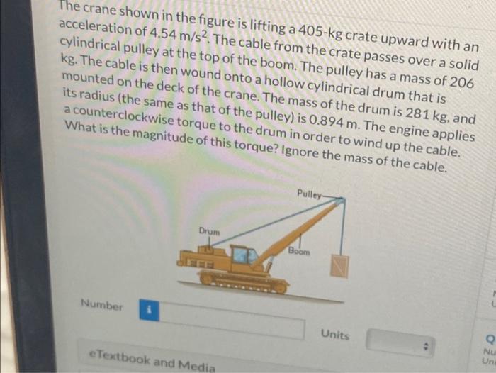 Solved The crane shown in the figure is lifting a 405-kg | Chegg.com