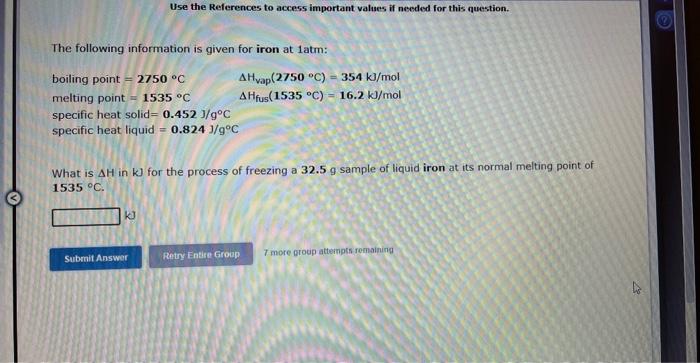 Solved The following information is given for iron at 1 atm: | Chegg.com