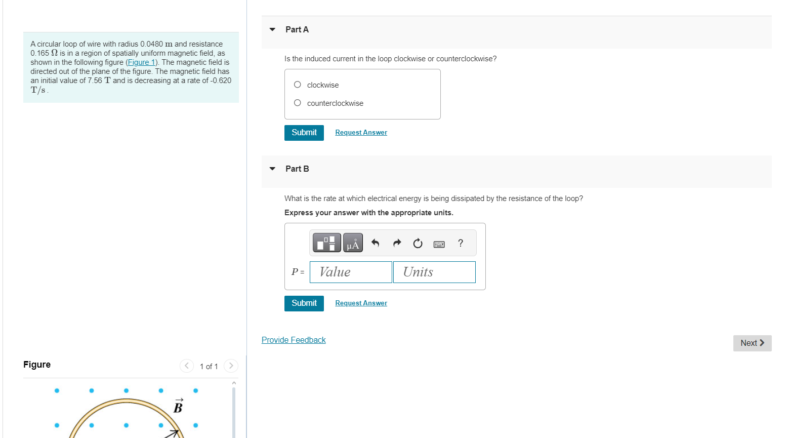 Solved A circular loop of wire with radius 0.0480m ﻿and | Chegg.com