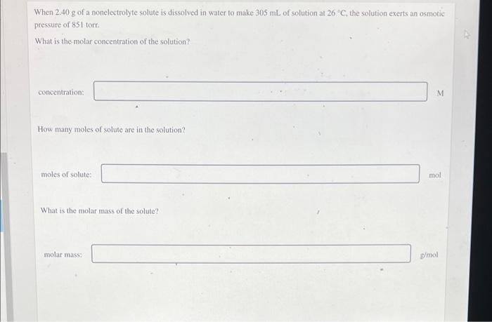 Solved When 2.40 g of a nonelectrolyte solute is dissolved | Chegg.com