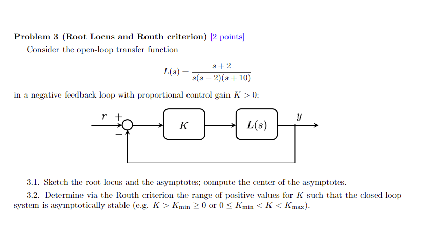 Solved Problem 3 (Root Locus and Routh criterion) [2 | Chegg.com
