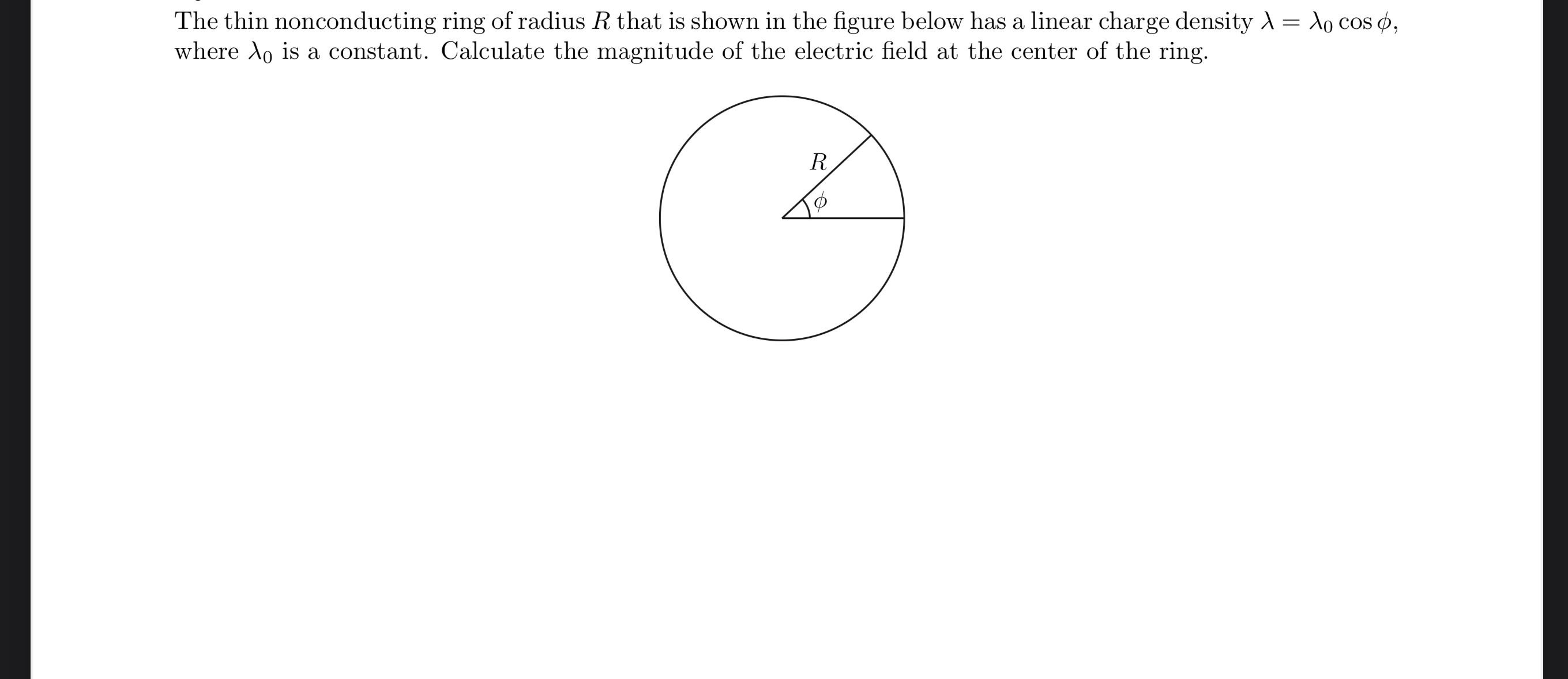 Solved The thin nonconducting ring of radius R ﻿that is | Chegg.com