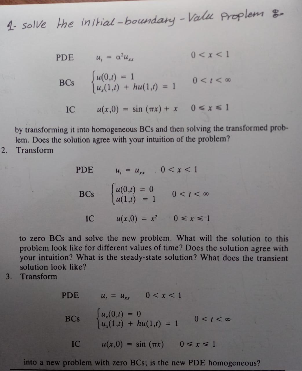 Solved 1- solve the initial - boundary -Value proplem & PDE | Chegg.com