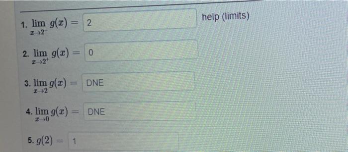 Solved (1 point) Use the given aranh of the function g to | Chegg.com