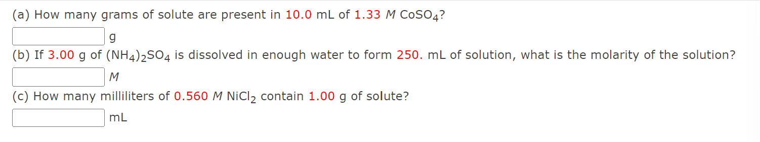 Solved (a) ﻿How many grams of solute are present in 10.0mL | Chegg.com
