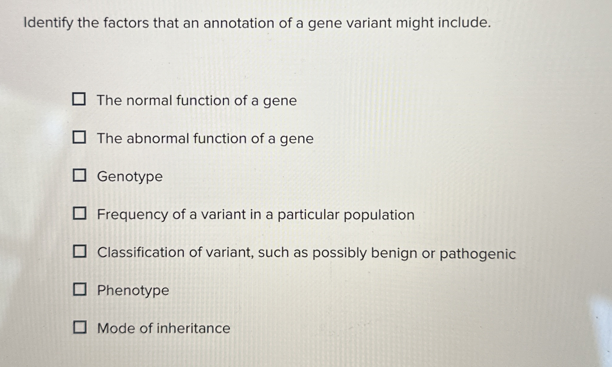 Solved Identify the factors that an annotation of a gene | Chegg.com