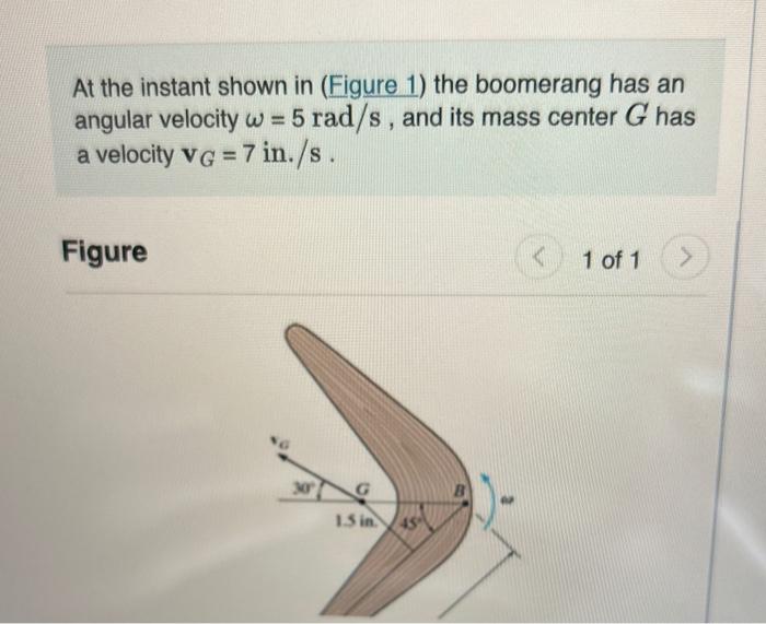 Solved At the instant shown in (Figure 1) the boomerang has | Chegg.com