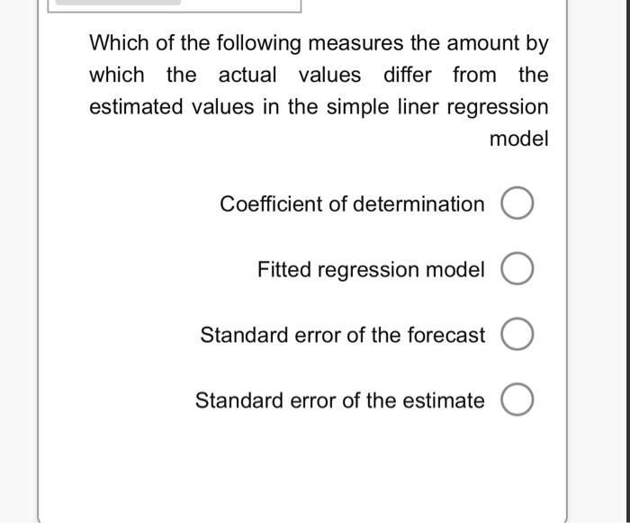 Solved Which of the following measures the amount by which | Chegg.com