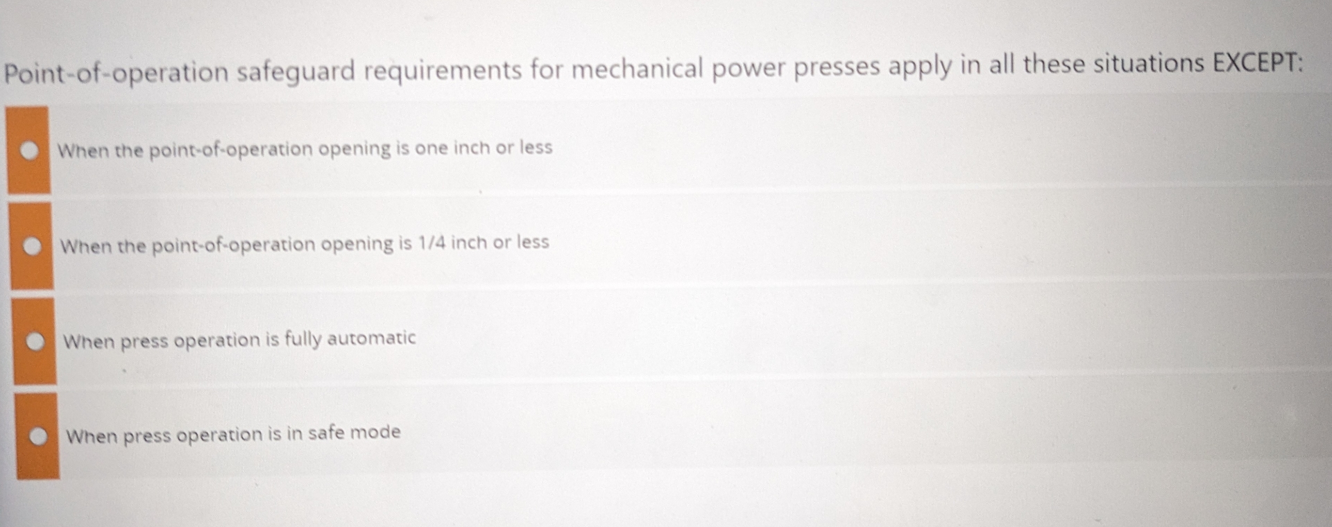 Solved Point-of-operation safeguard requirements for | Chegg.com