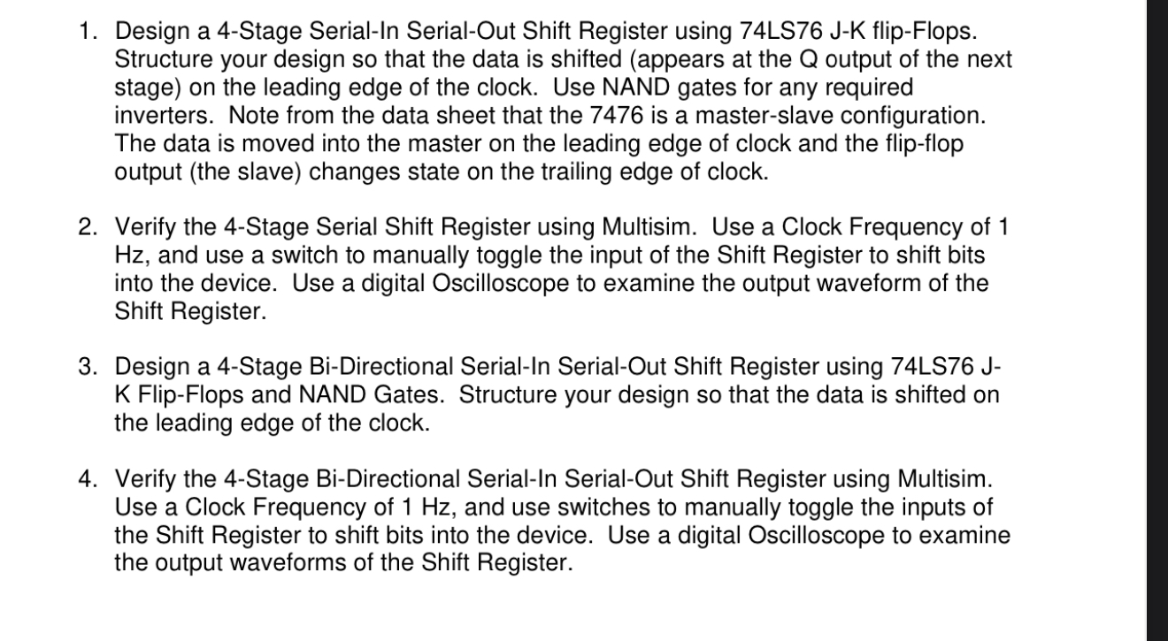 Solved Design a 4-Stage Serial-In Serial-Out Shift Register | Chegg.com