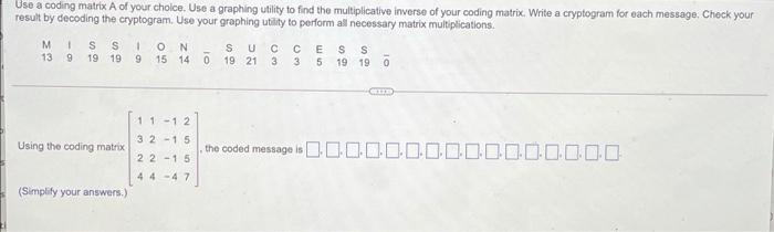 Solved Use a coding matrix A of your choice. Use a graphing | Chegg.com
