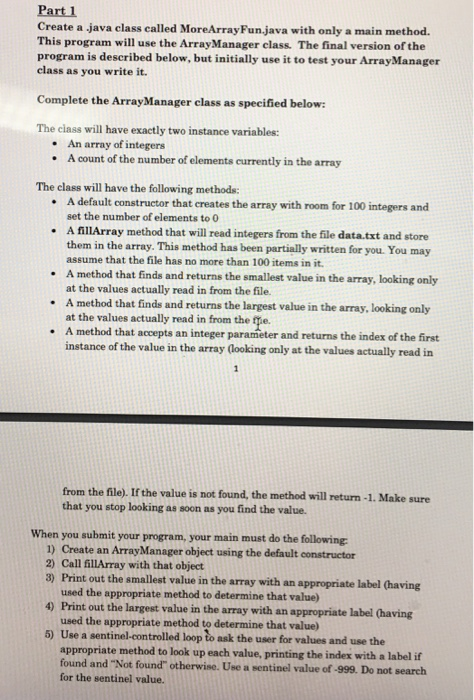 Solved Part 1 Create a java class called MoreArrayFun.java | Chegg.com