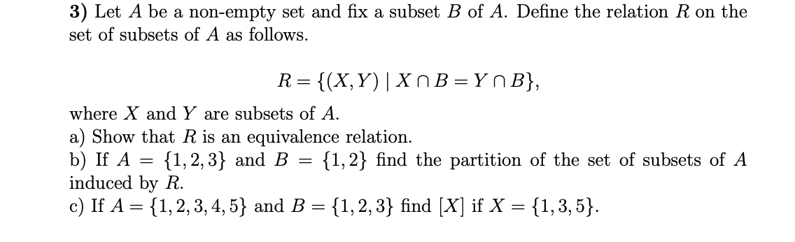 Solved Let A ﻿be a non-empty set and fix a subset B ﻿of A. | Chegg.com