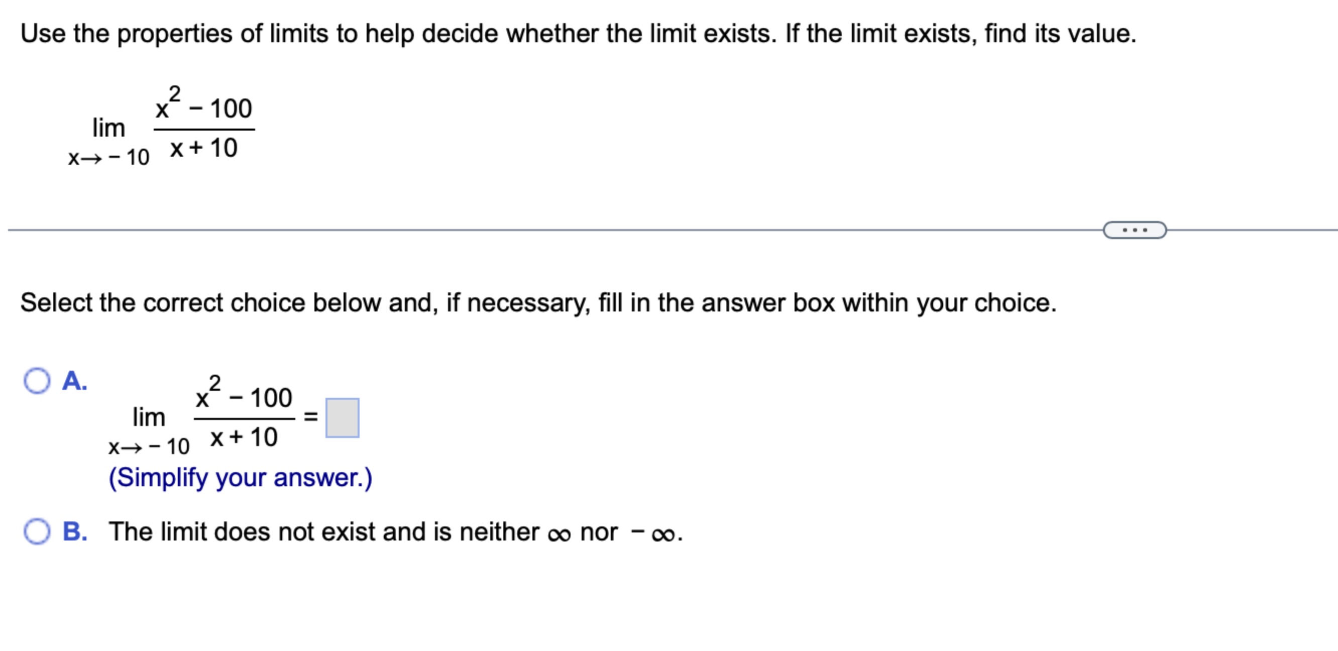 Use the properties of limits to help decide whether | Chegg.com