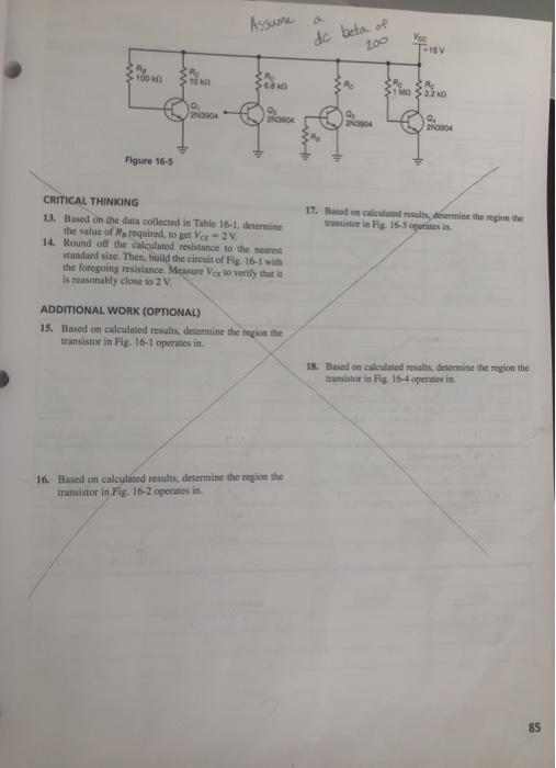 Solved Experiment 16 Transistor Operating Regions To | Chegg.com