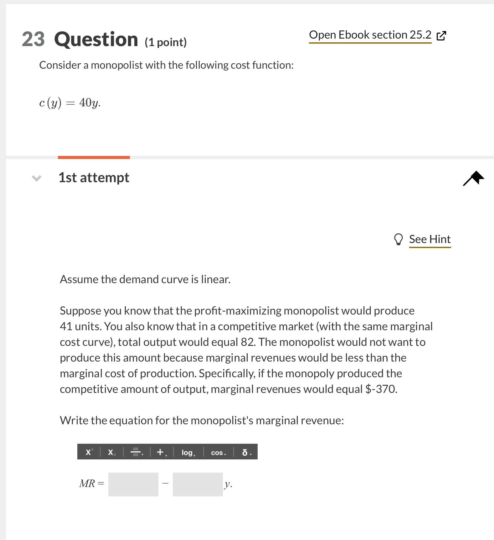 Solved 23 ﻿Question (1 ﻿point)Open Ebook section | Chegg.com
