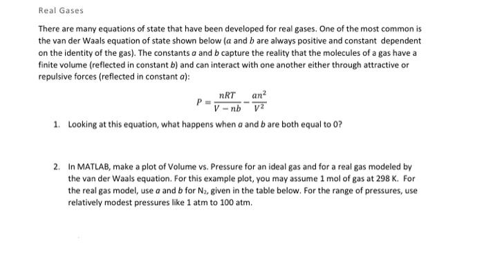 Real Gases There are many equations of state that | Chegg.com