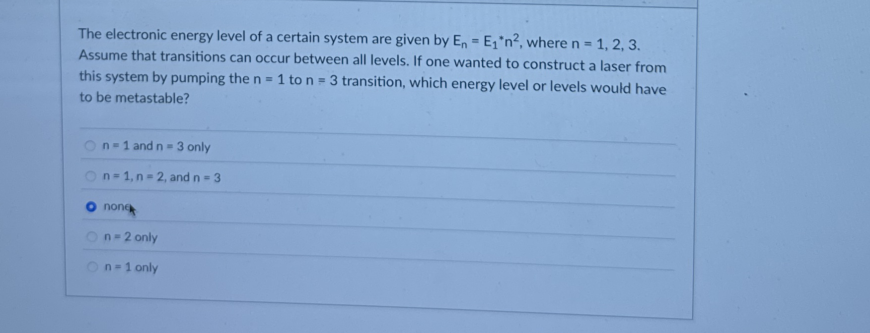 Solved The electronic energy level of a certain system are | Chegg.com