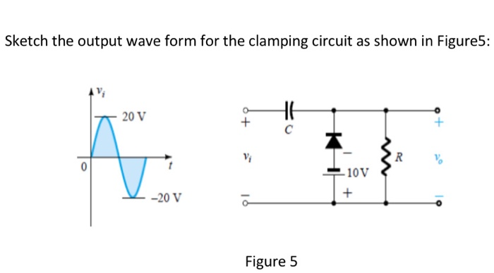 Solved Sketch the output wave form for the clamping circuit | Chegg.com