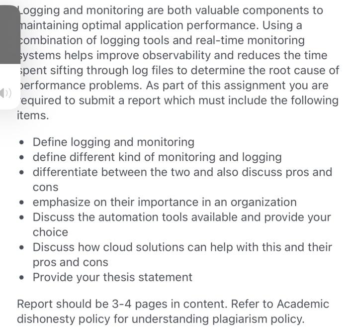 Solved Logging And Monitoring Are Both Valuable Components 4272