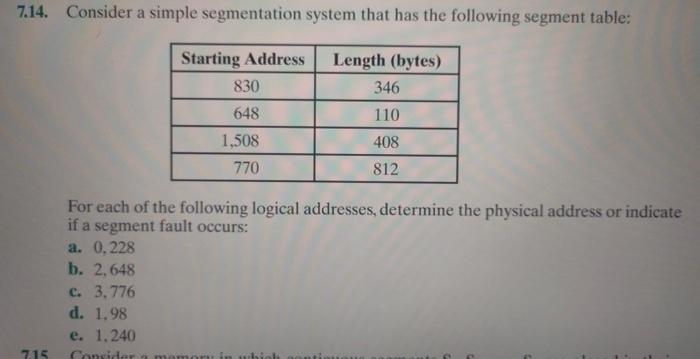 Solved 14. Consider a simple segmentation system that has | Chegg.com Solved 14. Consider a simple segmentation system that has | Chegg.com
