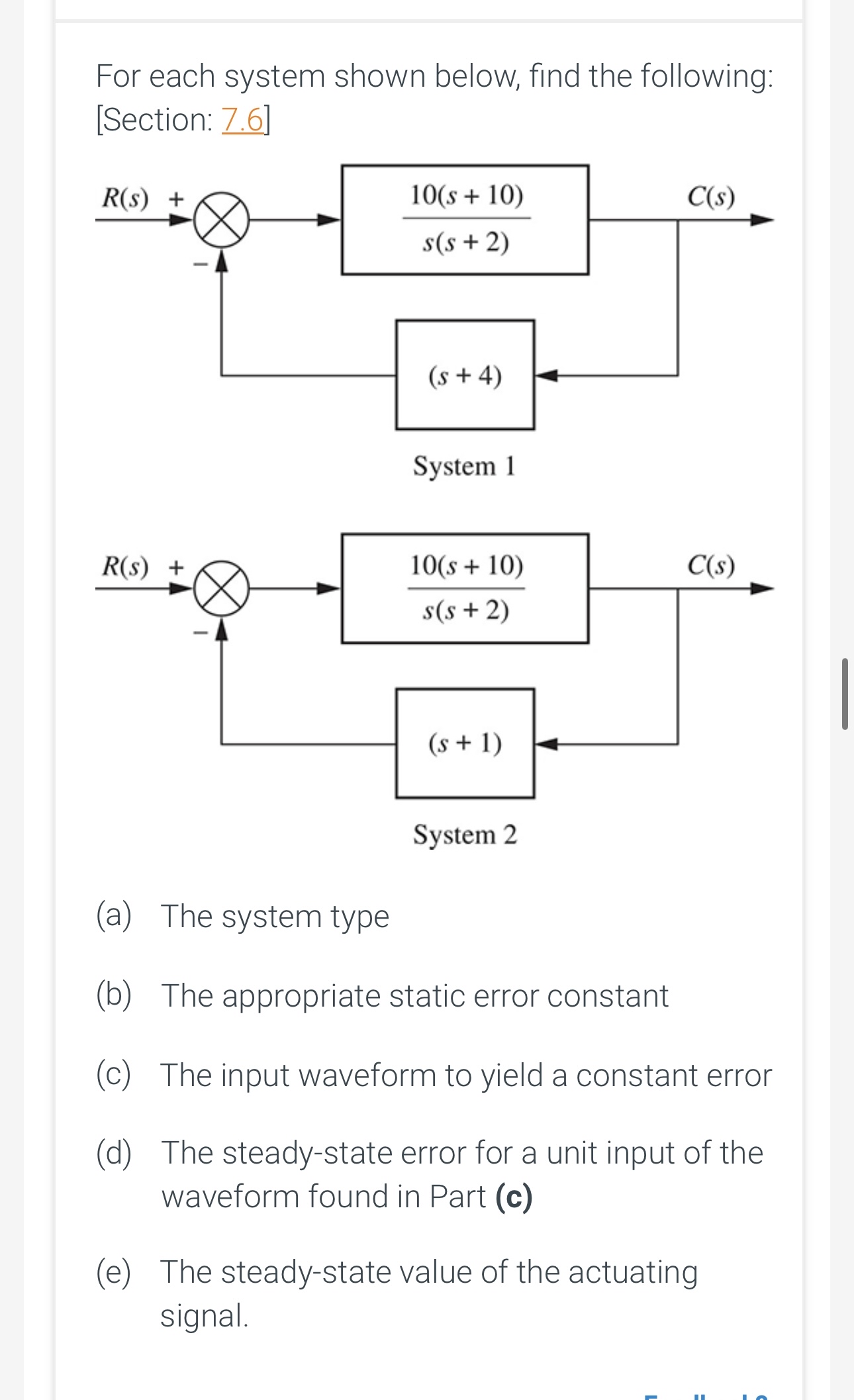 Solved For each system shown below, find the following: | Chegg.com