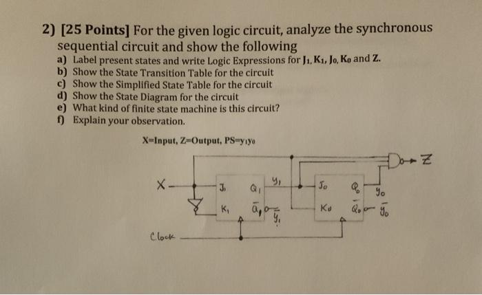 Solved 2) [25 Points] For the given logic circuit, analyze | Chegg.com