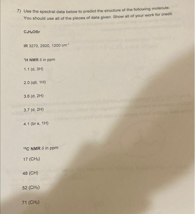 Solved Use the spectral data below to predict the struxture | Chegg.com