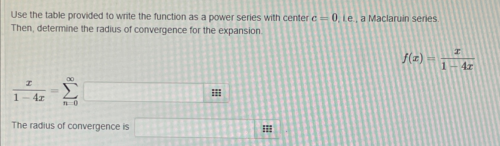 Solved Use the table provided to write the function as a | Chegg.com