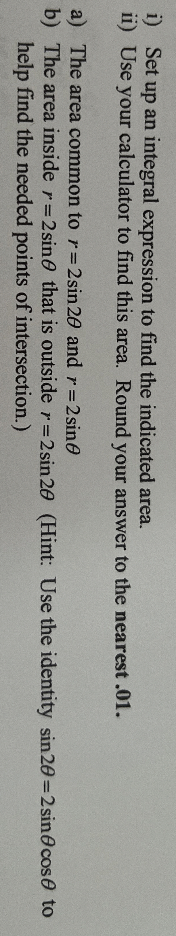 Solved i) ﻿Set up an integral expression to find the | Chegg.com