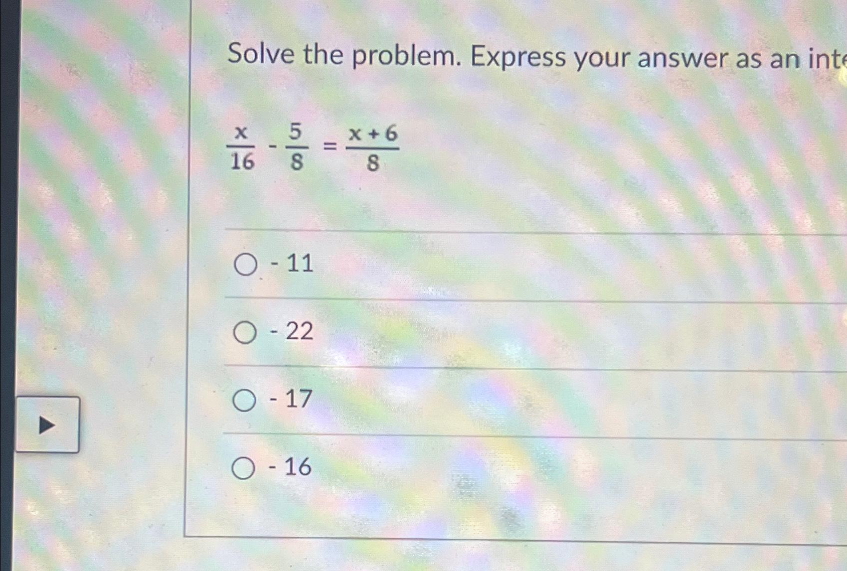 Solved Solve the problem. Express your answer as an | Chegg.com