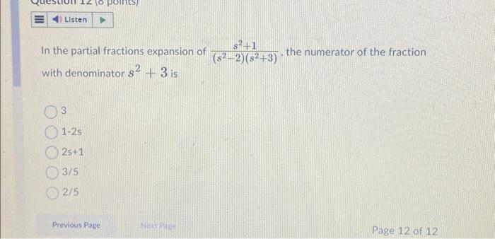 Solved In the partial fractions expansion of | Chegg.com