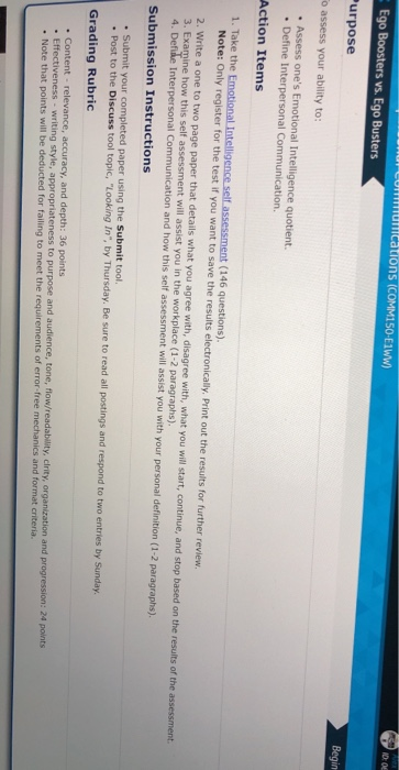 ID:04 Ullications (COMM150-E1WW) Ego Boosters vs. Ego | Chegg.com