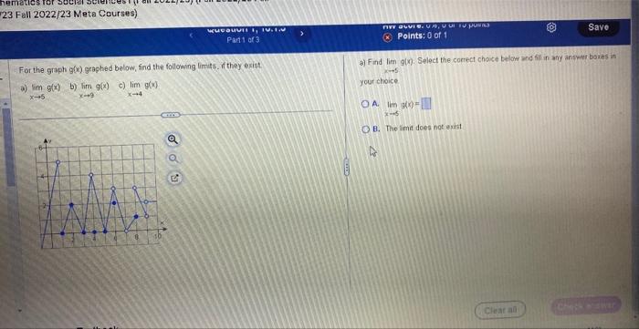 Solved For the graph g(x) graphed below, find the following | Chegg.com