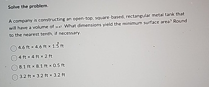 Solved Solve the problem.A company is constructing an | Chegg.com