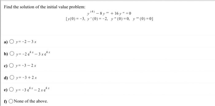 Solved Find the solution of the initial value problem: | Chegg.com