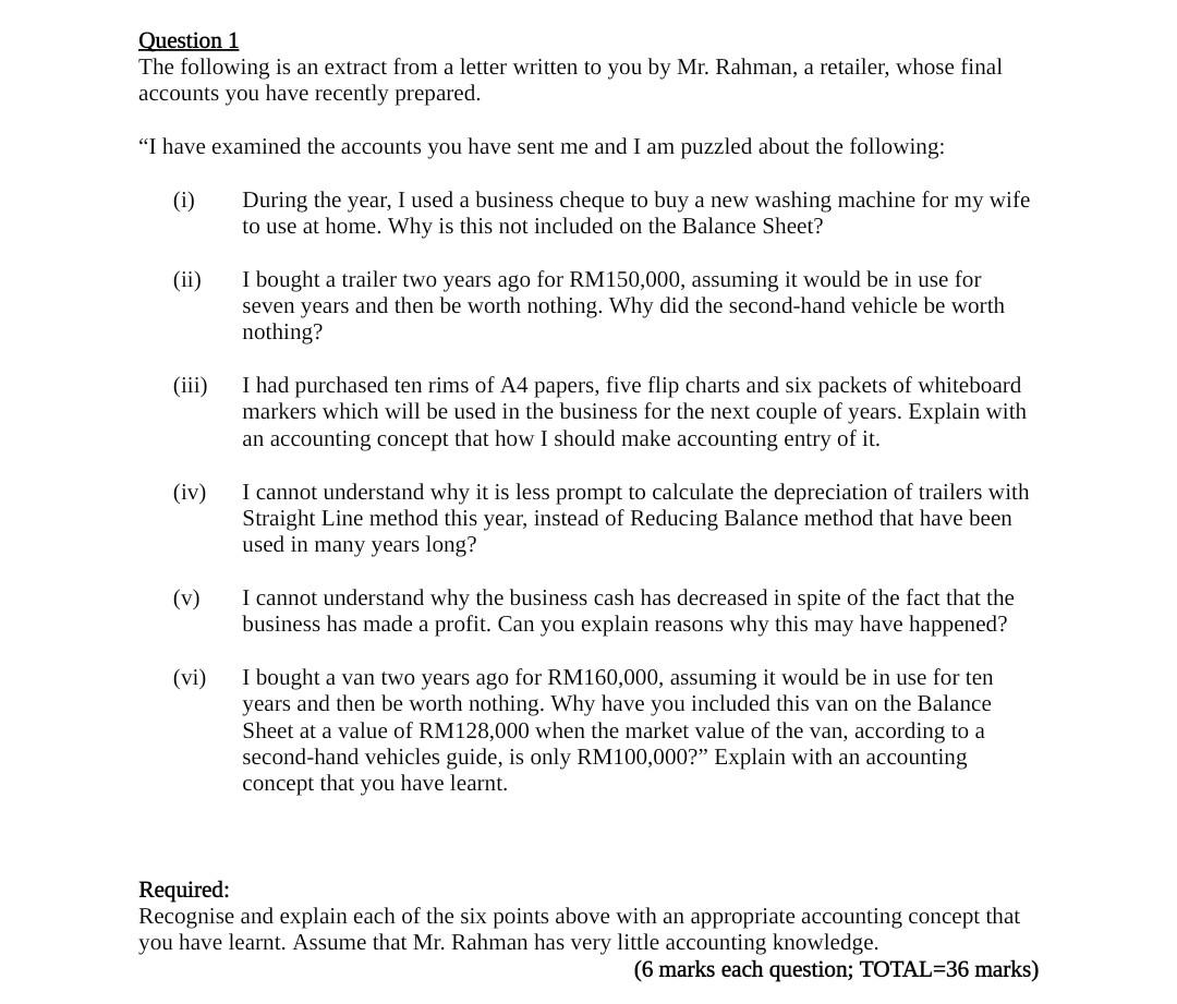 Solved Question 1 The following is an extract from a letter | Chegg.com
