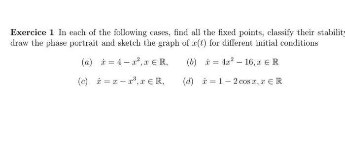 Solved Exercice 1 In each of the following cases, find all | Chegg.com