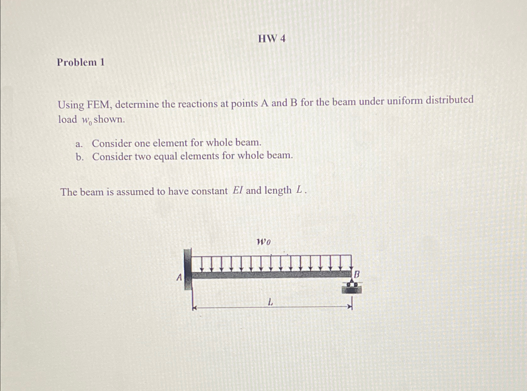 Solved HW 4Problem 1Using FEM, determine the reactions at | Chegg.com