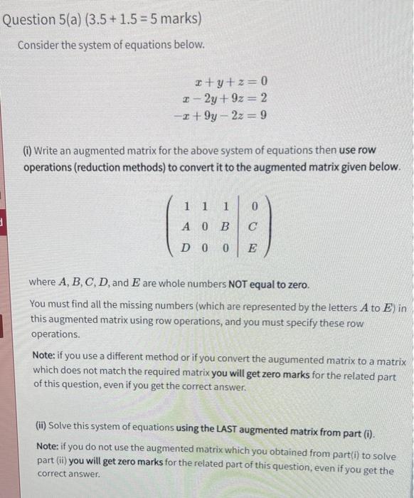 Solved Question 5(a) (3.5+ 1.5 = 5 marks) Consider the | Chegg.com