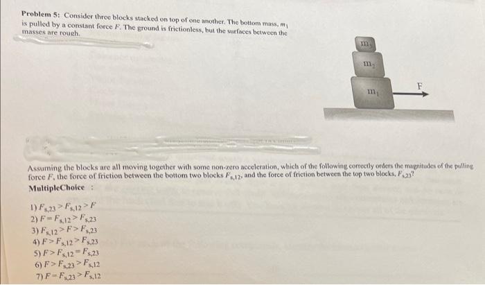 Solved Problem 5: Consider three blocks stacked on top of | Chegg.com